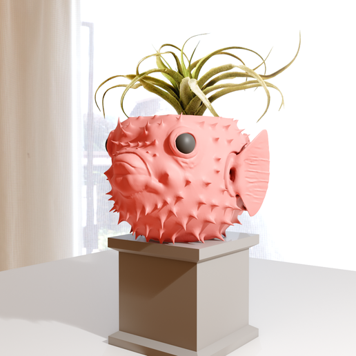 STL file puffer fish bust planter pot flower vase stl 🐠 ・Template to ...