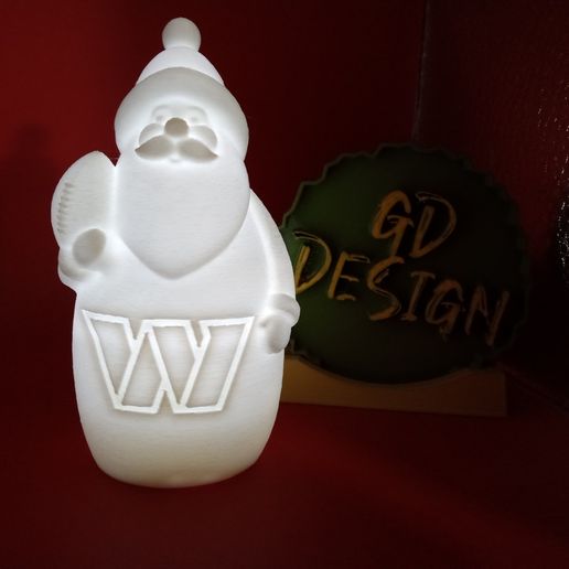 STL file NFL Washington Commanders 3D Football Christmas Santa Light 🏈 ...
