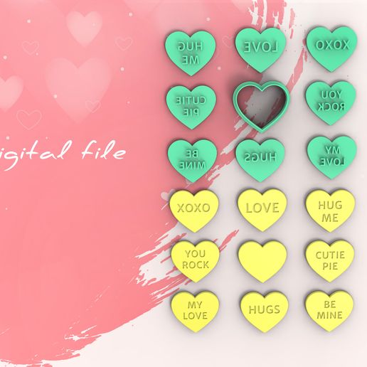 💜 Valentine Heart Stamp Polymer Clay Cutter | Digital STL File | 4 ...