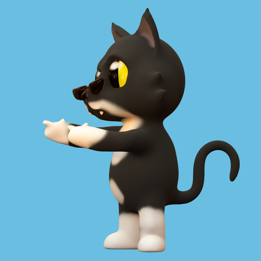 🐱 Chibi Cat Finger Guns・Free STL File for 3D printing・Cults