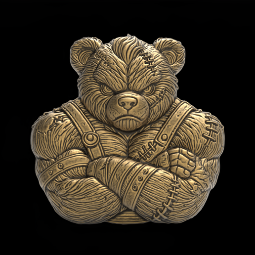 😡 Angry Teddy Bear Warrior 3D Bas-Relief Model for CNC and 3D Printing・ STL File for 3D printing ...