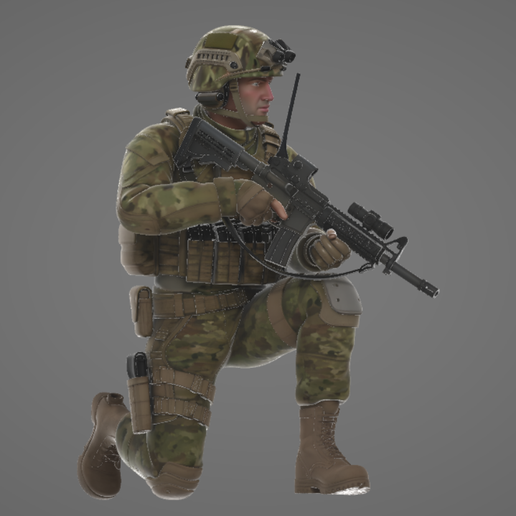 🧎 Tactical Kneeling Operator – Combat Ready Stance・ STL File for 3D ...