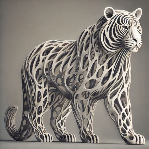 🐅 Intricate Layered Tiger Sculpture・ OBJ File for 3D printing・Cults