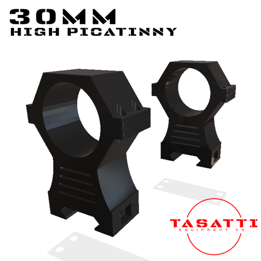 🪖 30mm High Height Picatinny Scope Rings・ STL File for 3D printing・Cults