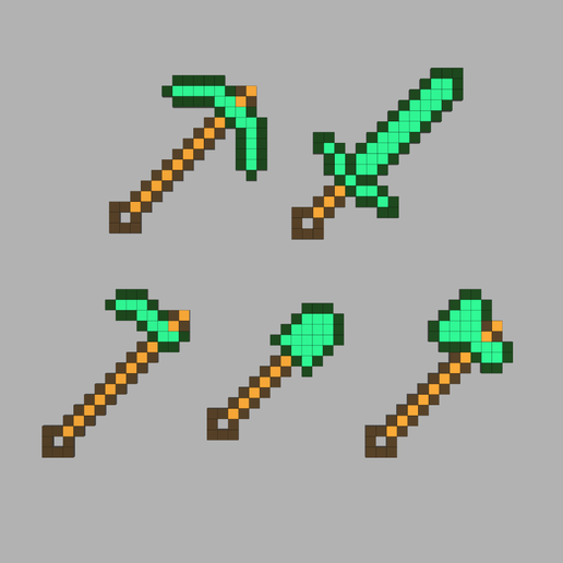 🔫 Minecraft Weapons and Tools Keyrings・Free STL File for 3D printing・Cults