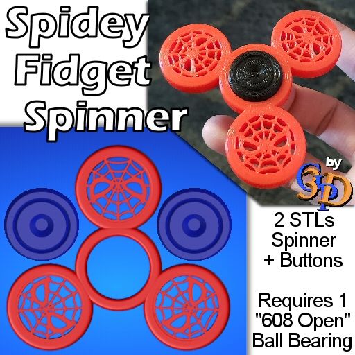 🦸‍♂️ Spiderman Fidget Spinner Kids Toy Fun ADHD Anxiety Relief STL・ STL ...