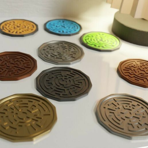 ☕ Maze Coasters, 6 Unique Designs, with Holder・ 3D File for ・Cults