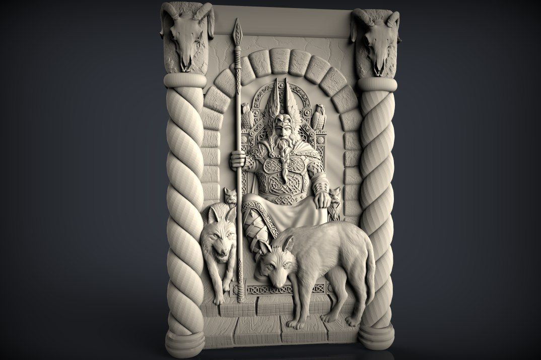 Free STL file Odin with 2 wolves on his throne god art cnc router machine・3D print model to ...