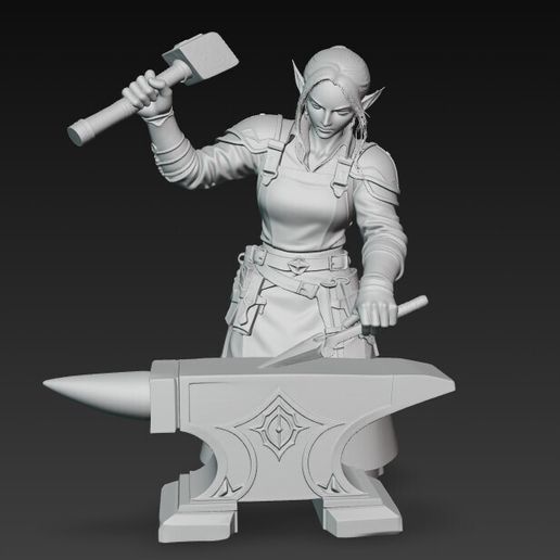 🧝 Elf Blacksmith / Forgeron Elfe・Free STL File for 3D printing・Cults