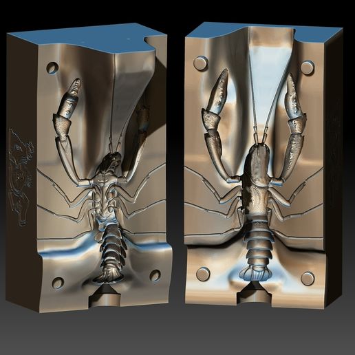 🎣 2 part Mold and CounterM Crawfish Fishing Lure UHD/ Moule en 2 ...