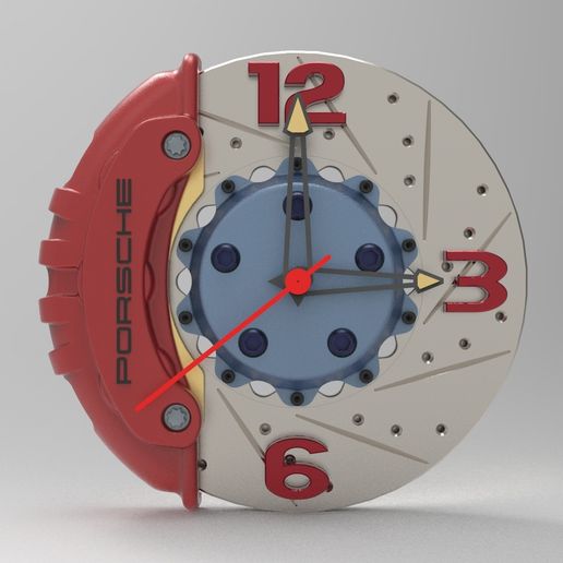 🕰️ Porsche Brake Disc Clock – Stylish Wall Clock・ 3MF File for 3D ...