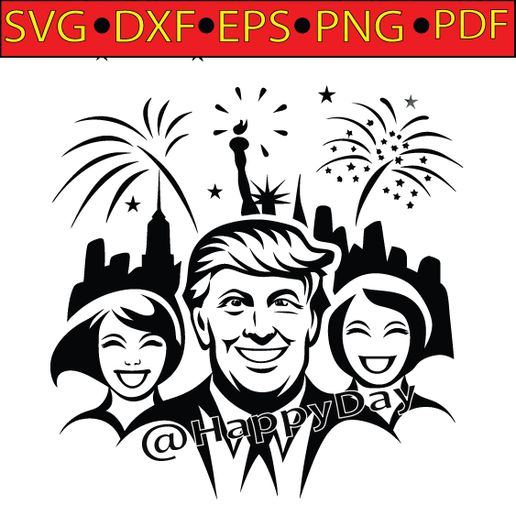 3D file donald Trump AmericaFirst celebration svg,dxf,eps,png,pdf file ...