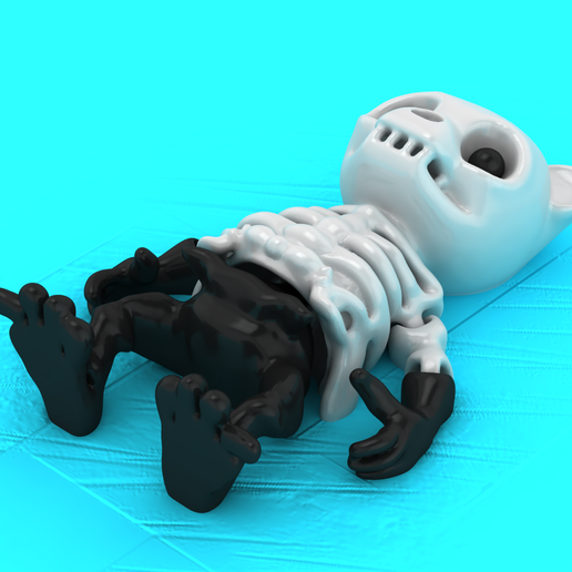 💀 Cute Skeleton Cat Toy – Stylized Gothic 3D Printable Character Model ...