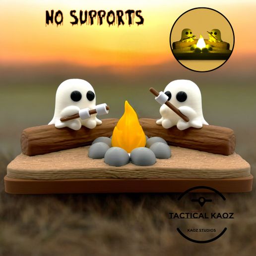 🔥 Ghostly Campfire - No supports or AMS - Tea Light・ STL File for 3D ...