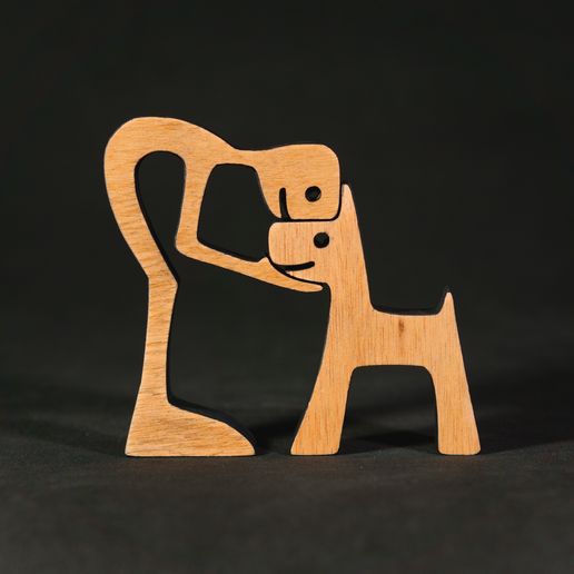 👨 Man and Dog・Free SVG File for 3D printing and CNC machining - Laser ...