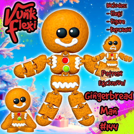 🎄 Christmas Gingerbread Man MultiColor Flexi Print-In-Place + figure ...