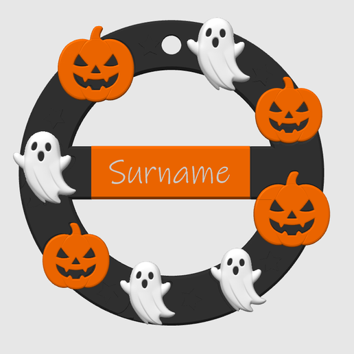 🎃 3D Printable Halloween Door Wreath | Custom Name Plate with Pumpkins ...