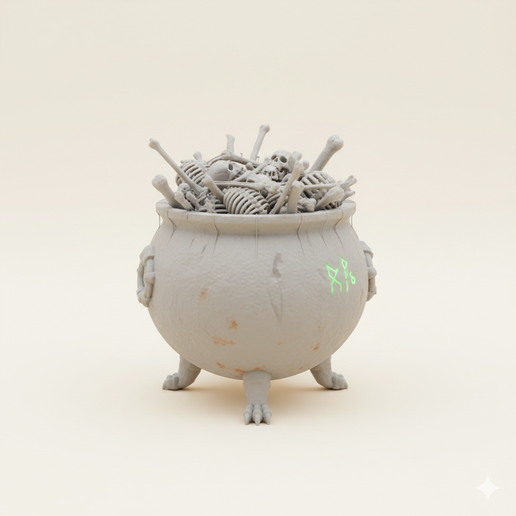🎃 Cauldron with bones inside, miniature scale. - Halloween, spooky ...