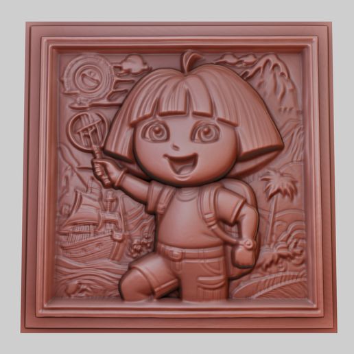 3D file Dora the Explorer 3d printer relief medallion obj stl 🖨️ ・3D printing model to download ...