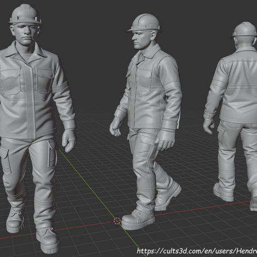 🚶 Worker - walking・ STL File for 3D printing・Cults