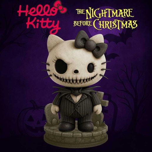 👋 hello kitty X the nightmare before christmas jack skellington・ STL ...