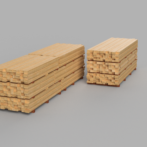 🚆 1/87 - HO Scale - Lumber Stacks 1 Cargo Train・ OBJ File for 3D ...