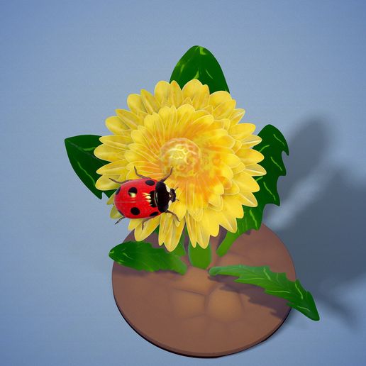 STL file LADYBUG and FLOWER 🐞 ・3D printable model to download・Cults