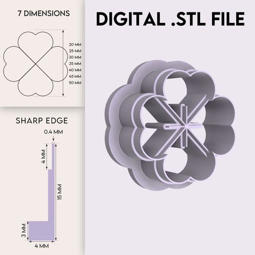 3D file Clover Polymer Clay Cutter | STL Digital File ☘️ ・3D printing ...