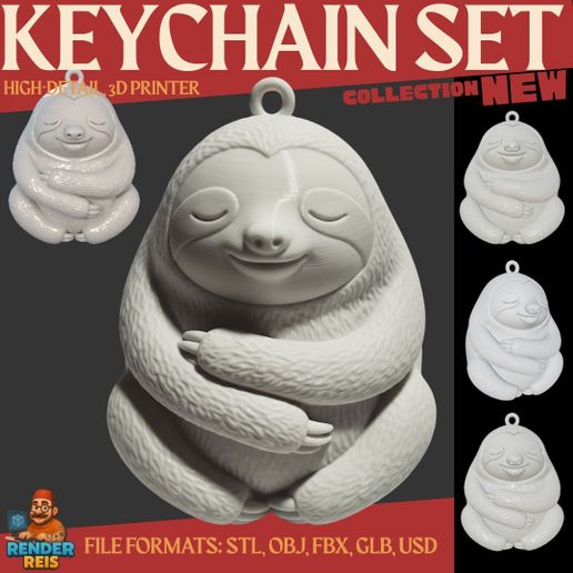 🫂 Hugging Sloth Keychain – Cute and Peaceful Miniature Figure・ STL File ...