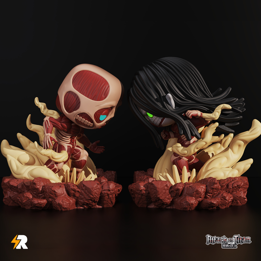 👾 Eren vs Armin Colosal Titan Fight - Funko Pop Custom - Attack on ...