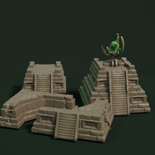 🎲 Jungle Pyramid multi-part terrain set・ 3D File for 3D printing・Cults