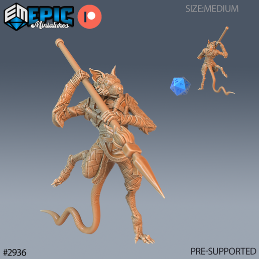 Fichier 3D Rat Folk Rogue Spear ‧ DnD Miniature ‧ Tabletop Miniatures ...