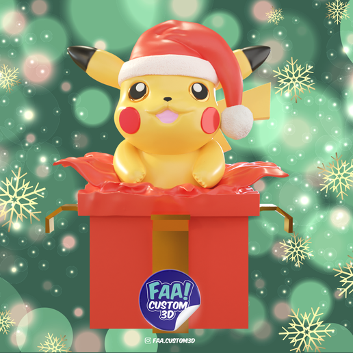 Archivo STL Gift Pikachu Christmas - Pokemon 🎁 ・Modelo para descargar y ...