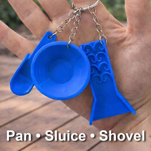 📦 Mini Gold Mining Keychains (Pan, Sluice, Shovel)・ STL File for 3D ...