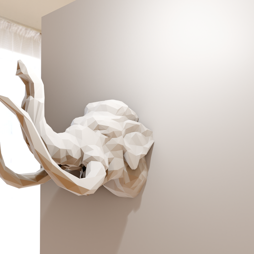 STL file mammoth head wall mount low poly stl 🦣 ・3D printing model to ...