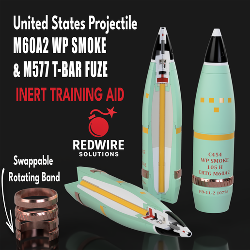 🚬 M60A2 105mm WP White Phosphorus Smoke Shell & M557 Fuze - Full ...