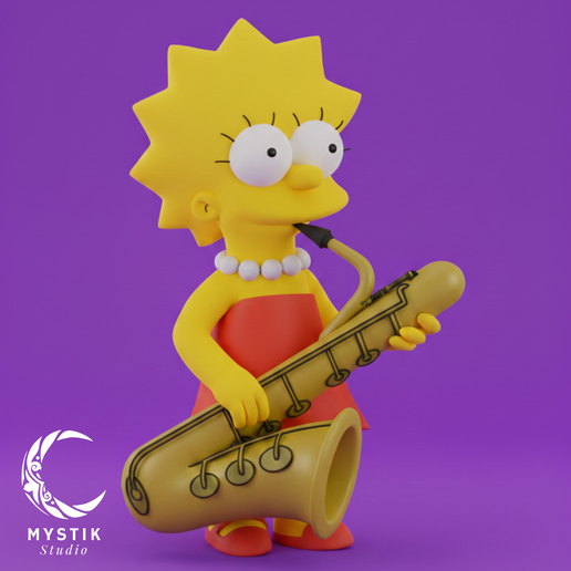 🎷 Lisa Simpson Playing Saxophone – Stylized 3D Printable Figure・ STL ...