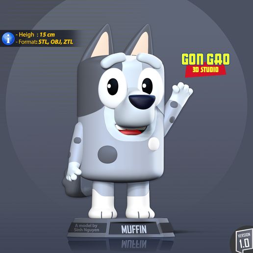 🗿 Muffin - Bluey Fanart・ 3D File for 3D printing・Cults