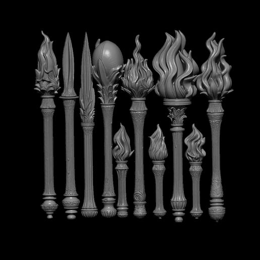 🔥 Fantasy Torch Bits Set for Wargaming Miniatures・ 3D File for 3D ...