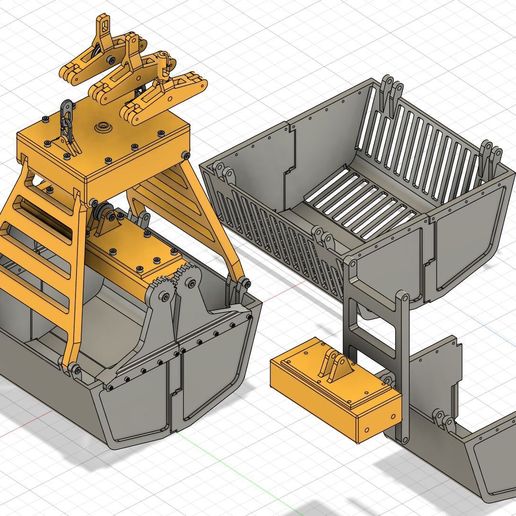 🪣 1/14 Clamshell Bucket for Crane・ 3MF File for 3D printing・Cults