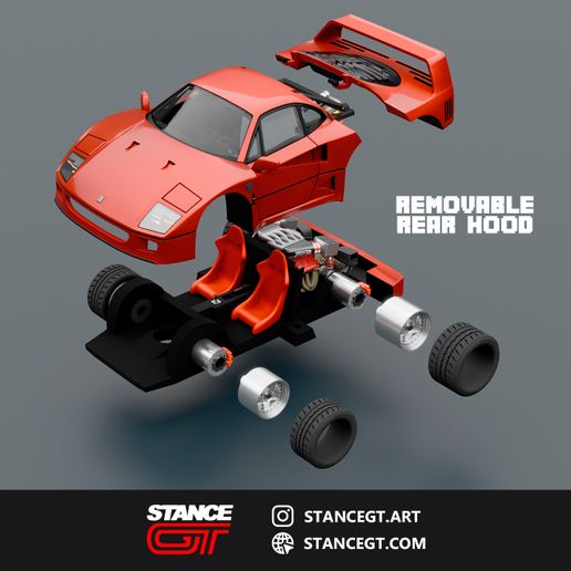 🚗 F40 + Interiors & V8 Engine | Model Kit Car・ STL File for 3D printing ...