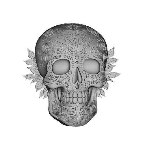💀 Grayscale Día de Muertos Skull Sculpture – High Detail ZBrush Resin ...