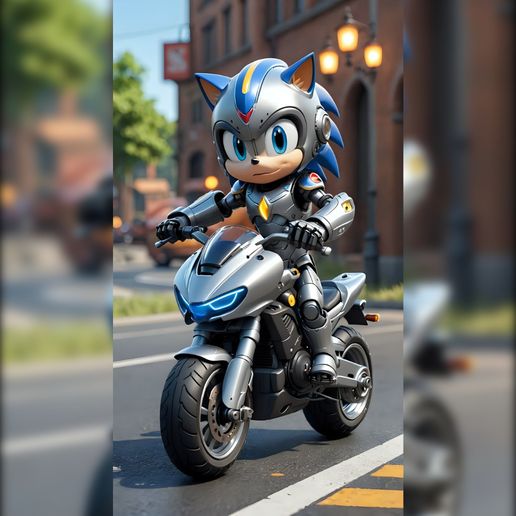 🆕 Sonic and her new motorcycle・Free STL File for 3D printing・Cults