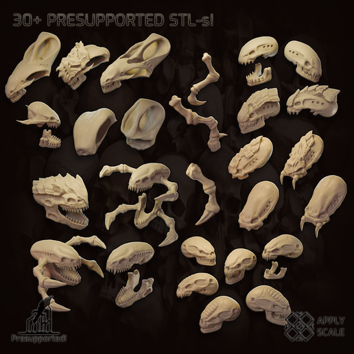 👽 Alien xeno dragons skulls and bones basing bits (creatures, monsters ...