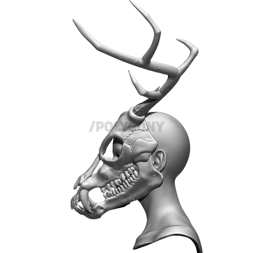 🦌 Wendigo head base・ STL File for 3D printing・Cults