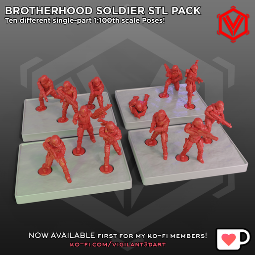🫡 Brotherhood Soldier Squad STL Pack・ STL File for 3D printing・Cults