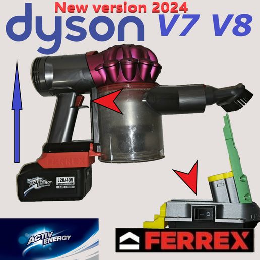 🧹 ACTIV ENERGY/FERREX on DYSON V7 and V8・ STL File for 3D printing・Cults