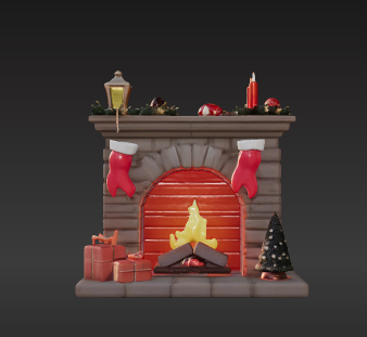 🔥 Festive Hearth Model – Roaring Fire with Stockings and Decorations ...