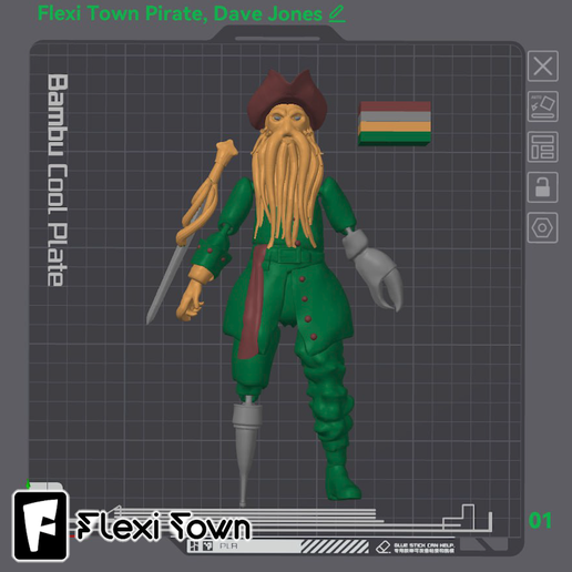 🏴‍☠️ Flexi Pirate, Davy Jones, Articulated fidget figure, 3mf included ...