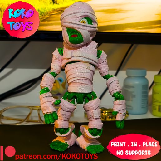 👻 CUTE FLEXY ARTICULATED MUMMY PRINT-IN-PLACE (FREE)・Free STL File for ・Cults